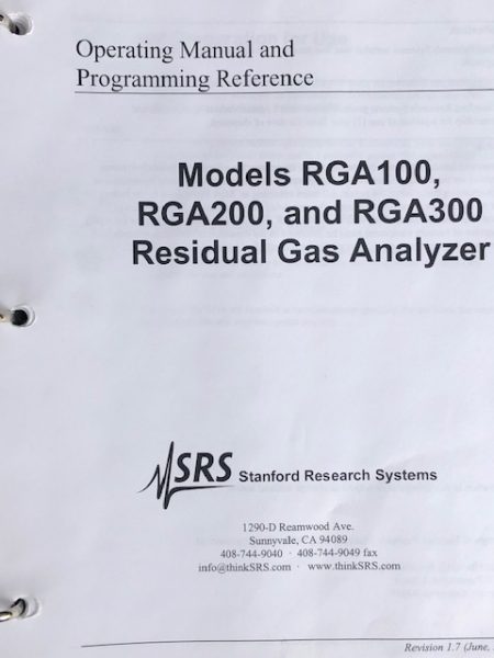 SRS RGA100 Gas Analyzer - HVS Services